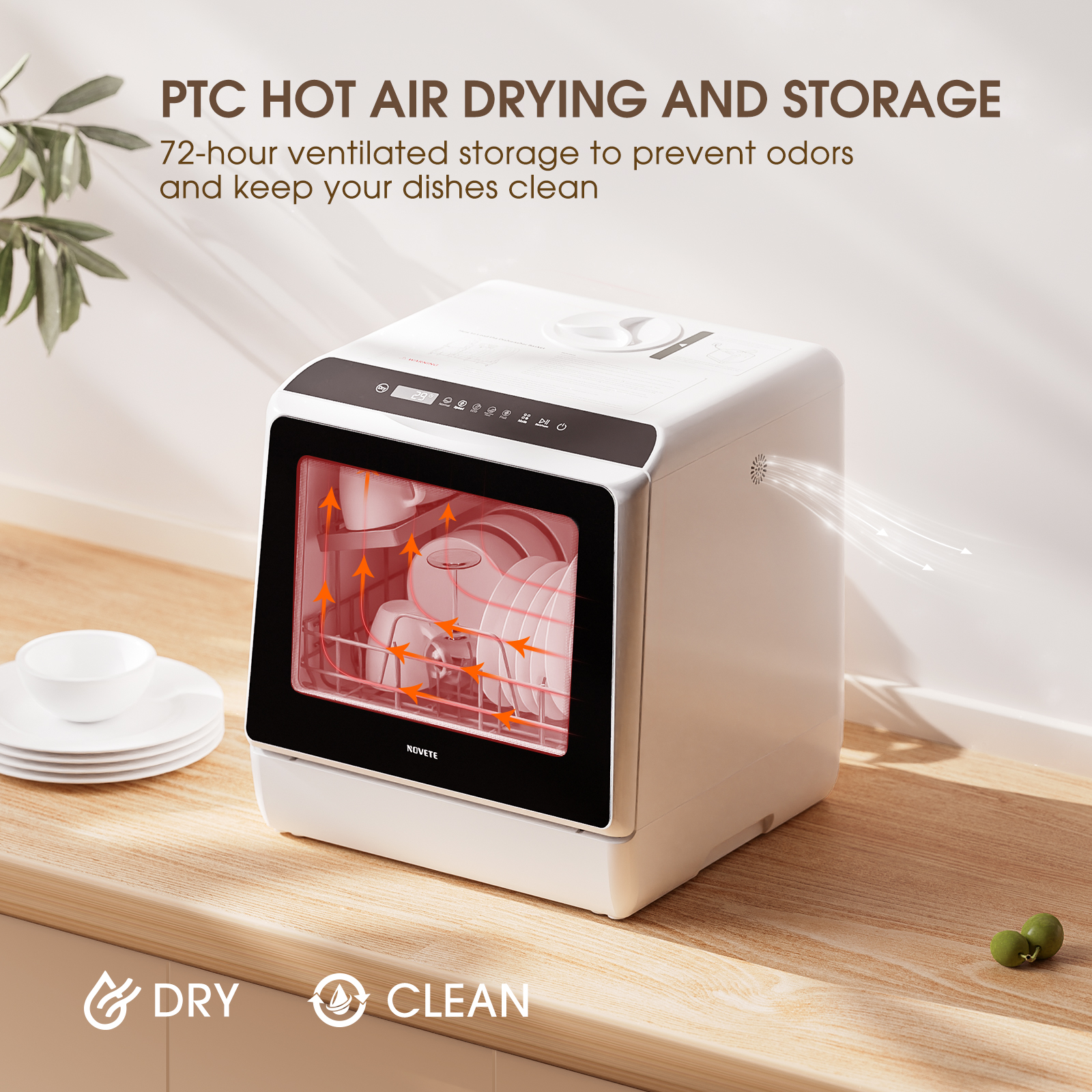 Portable Countertop Dishwashers, NOVETE Compact Dishwashers with 5 L ...