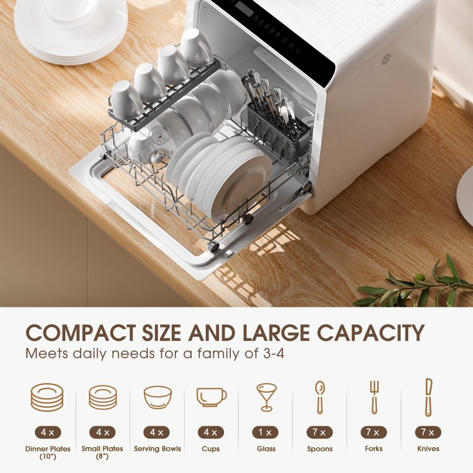 NOVETE Countertop Dishwasher TDQR01, Compact Dishwasher with 5L Built ...